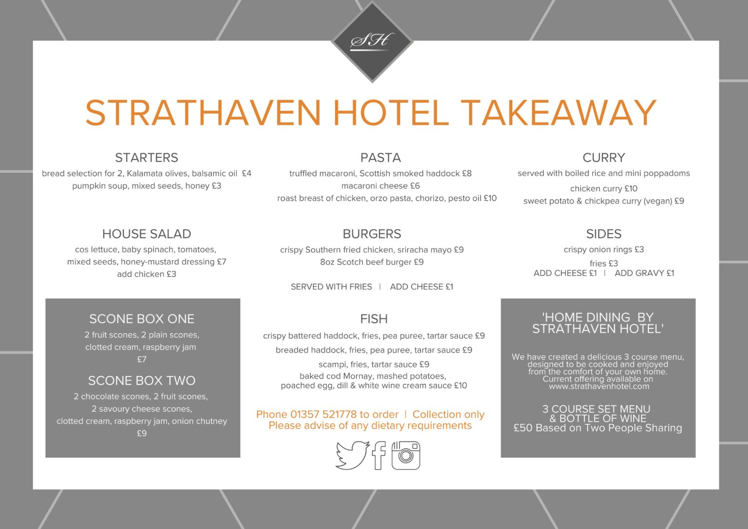 Takeaway Menu | Strathaven Hotel